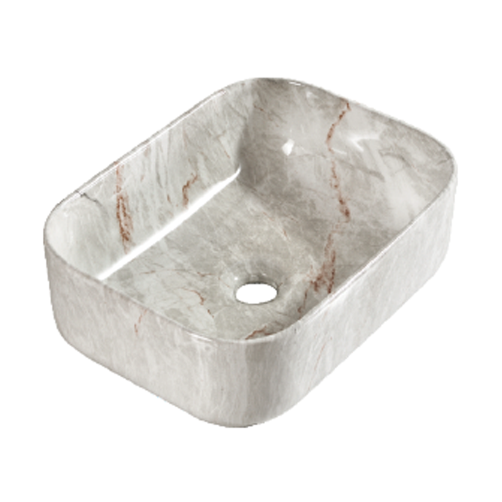 Soft Rectangular Ceramic Wash Basin 400 Pebble | Millano Bathrooms